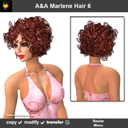 Second Life Marketplace Aanda Marlene Hair Flame Color 6 Elegant Curly Short Hairstyle
